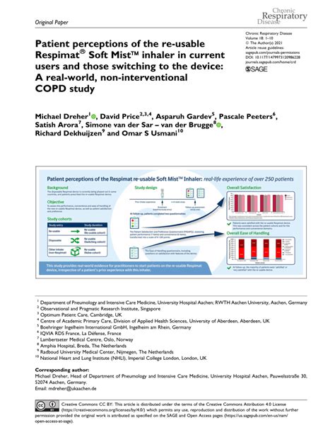 Pdf Patient Perceptions Of The Re Usable Respimat ® Soft Mist™ Inhaler In Current Users And