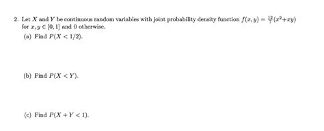 Solved 2 Let X And Y Be Continuous Random Variables With