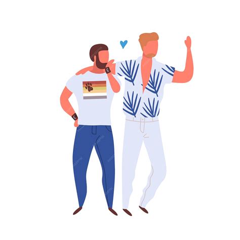 Гомосексуальная пара на параде гордости изолирована на белом Двое мужчин обнимаются Однополые