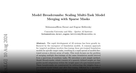 paper page model breadcrumbs scaling multi task model merging with sparse masks