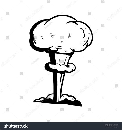 Nuclear Explosion Mushroom Cloud Drawing Illustration Stock Vector