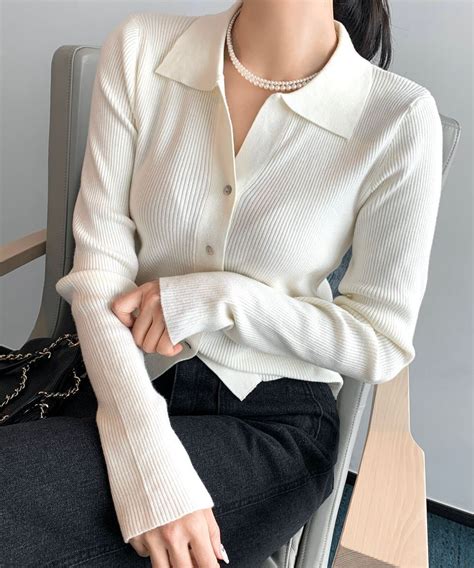 주문폭주바로배송 여리 슬림핏 골지 니트 브이넥 V넥 단추 긴팔 가디건 에이블리