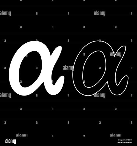 Symbol Alpha Icon Set White Color Vector Illustration Flat Style Simple
