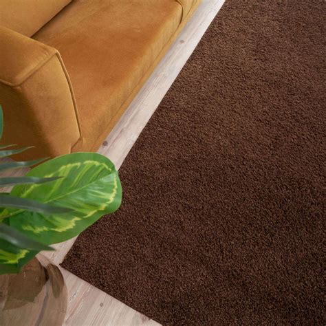 Premium Shaggy Rug Plain Brown Rectangle Shape The Rugs