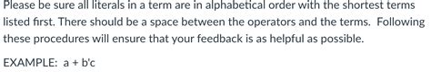 Solved Please Be Sure All Literals In A Term Are In