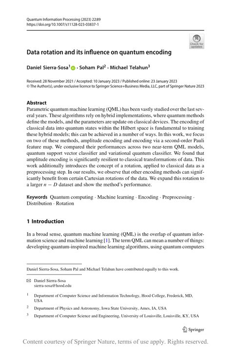 data rotation and its influence on quantum encoding request pdf
