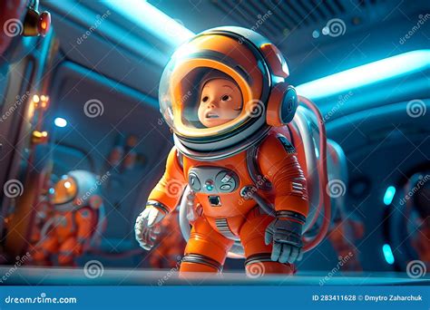 cartoon characters embarking on an exciting space journey stock
