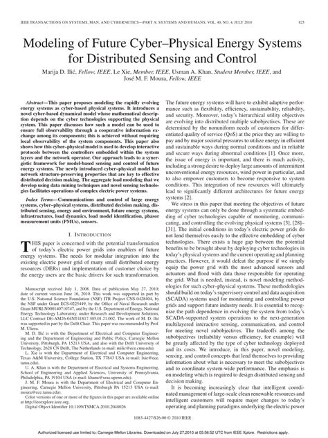 Pdf Modeling Of Future Cyberphysical Energy Systems For Distributed