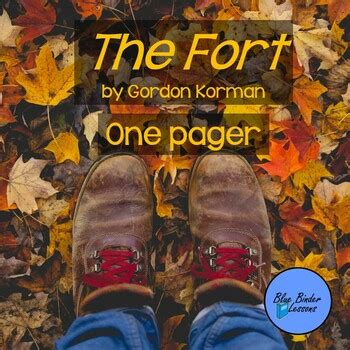The Fort By Gordon Korman One Pager By Blue Binder Lessons Tpt