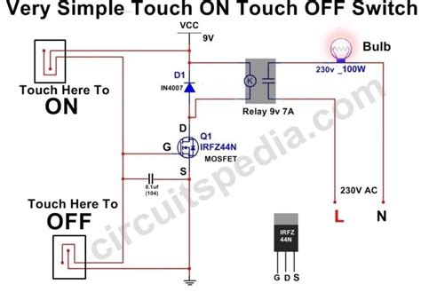 Touch Switch Circuit Simple Touch On Touch Off Switch Circuit