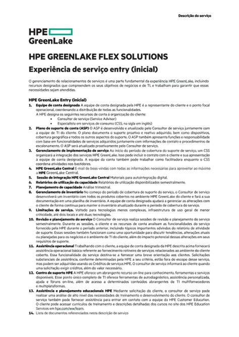 Hpe Greenlake Flex Solutions Entry Service Experience