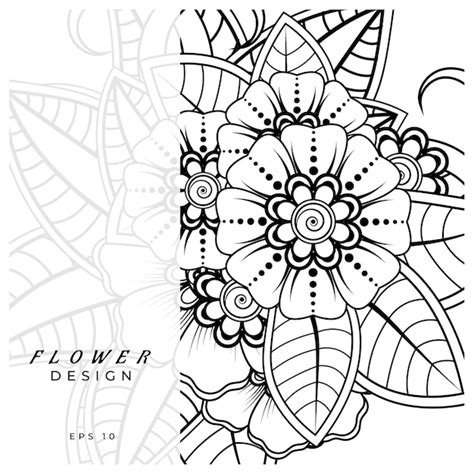 Premium Vector Mehndi Flower For Henna Mehndi Coloring Book Page