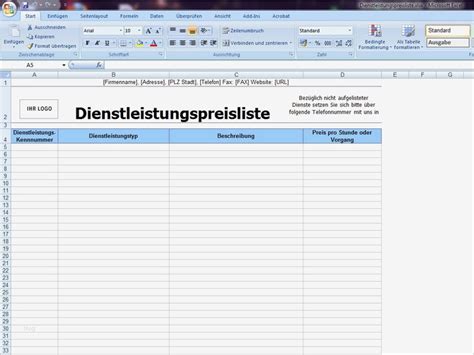 Preisliste Vorlage Excel Bewundernswert Fantastisch Preisliste Excel