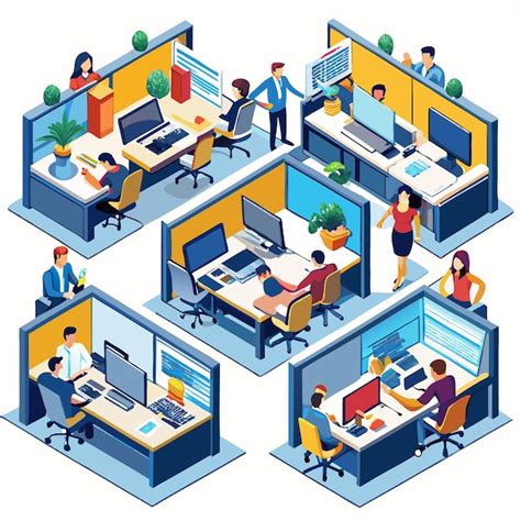Isometric Office Cubicles Premium Ai Generated Vector