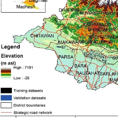 Digital Map Shows The Location Topography And Distribution Of