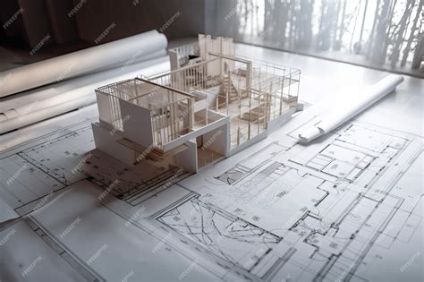 Architecture 3d And Blueprints Representation Generative Ai Premium Ai Generated Image