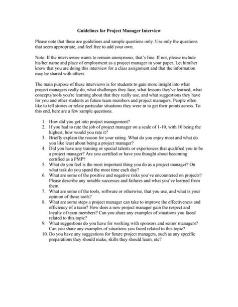 Project Manager Interview Questions Doc