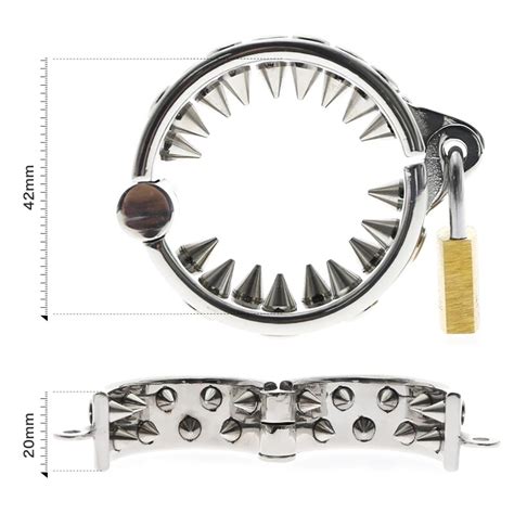 Male Metal Spike Ball Stretcher Chastity Device Scrotum Ring Lockable