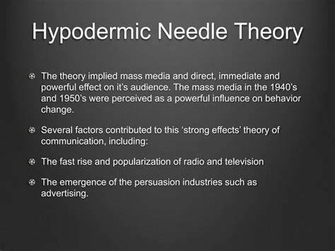 The Hypodermic Needle Theory Ppt