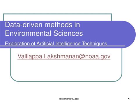 Ppt Data Driven Methods In Environmental Sciences Exploration Of