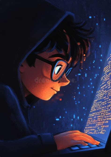 A Young Boy Wearing Glasses And A Dark Hoodie Intensely Focuses On