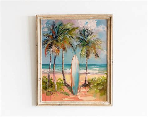 Miluva Minimalist Beach Print Surfboard Coastal Wall Art Trendy Ocean Posters Beach Art Prints
