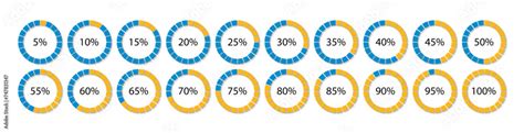 Circular Progress Bar Yellow And Blue Percent Round Pie Chart Circle Loading Template