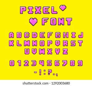 Pixel Font Numbers Punctuation Marks Typeface Stock Illustration 1292003680