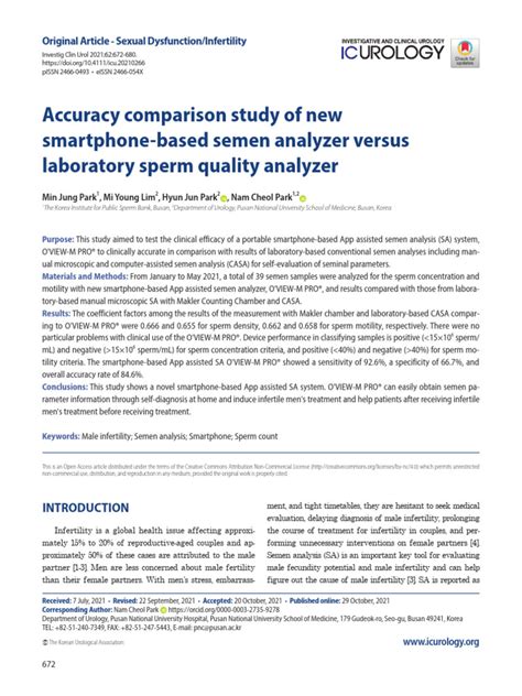Accuracy Comparison Study Of New Smartphone Based Semen Analyzer Versus Laboratory Sperm Quality