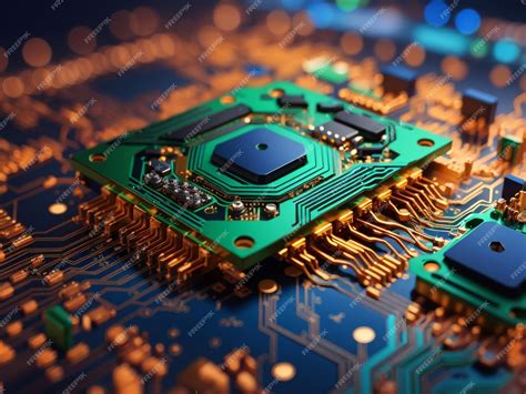 Premium Photo Printed Circuit Board Futuristic Server Circuit
