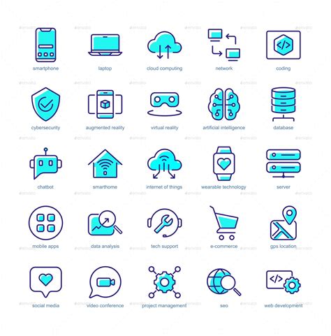 Tech Essentials Icons Set Icons Graphicriver