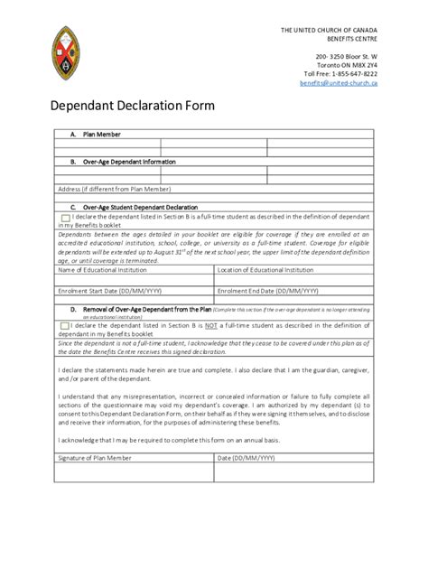 Fillable Online Dependent Declaration Form Fax Email Print Pdffiller