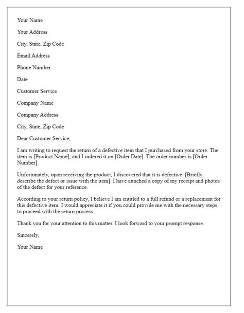Letter Template For Product Return Request Free Samples In Pdf Letterin