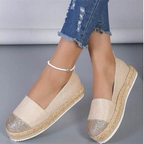 Women Glitter Two Tone Espadrilles Flats In 2025 Women Shoes Flat Espadrilles Espadrilles