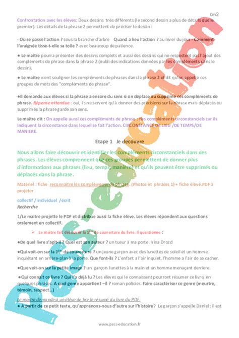 Compléments de phrase Cm Fiche de préparation Cycle PDF à imprimer