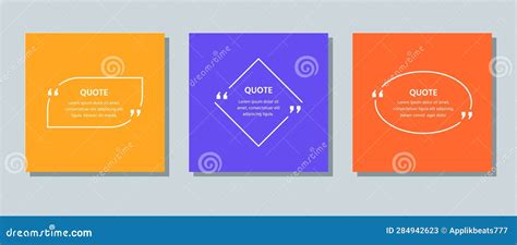 Quote Box Frame Template Text Quotations Vector Color Illustration Stock Illustration