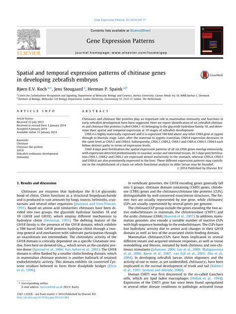 pdf spatial and temporal expression patterns of chitinase genes in