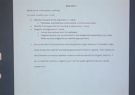 Solved Exercise Reading The Instructions Carefully For Each Chegg