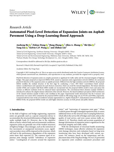 Pdf Automated Pixel Level Detection Of Expansion Joints On Asphalt Pavement Using A Deep