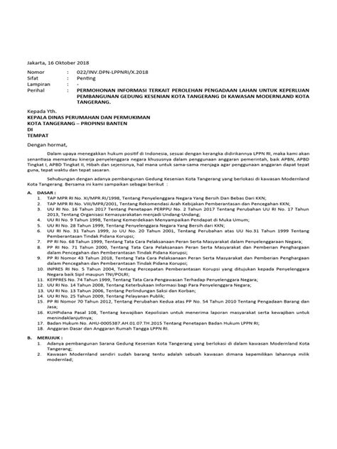 Klarifikasi Dinas Perkim Kota Tangerang Yan Shandi Pdf Ilmu Sosial