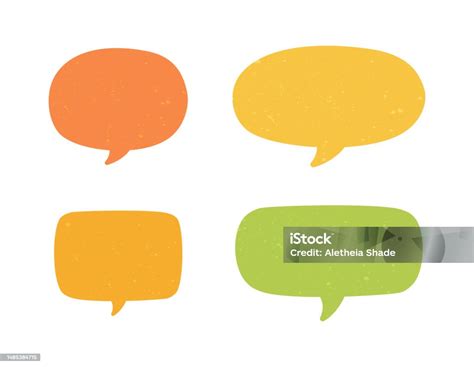 빈티지 말풍선 세트 그런 지 질감 텍스트 상자 프레임 복고풍 채팅 상자 메시지 상자 대화 템플릿 벡터 일러스트레이션 디자인 0명에 대한 스톡 벡터 아트 및 기타 이미지