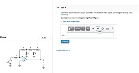 Solved Part A Determine The Closed Loop Voltage Gain Of The Chegg