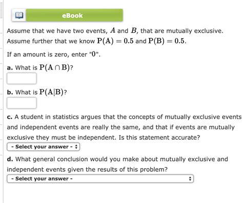 solved ebook assume that we have two events a and b that