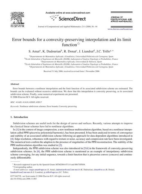 PDF Error Bounds For A Convexity Preserving Interpolation And Its Limit Function DOKUMEN TIPS