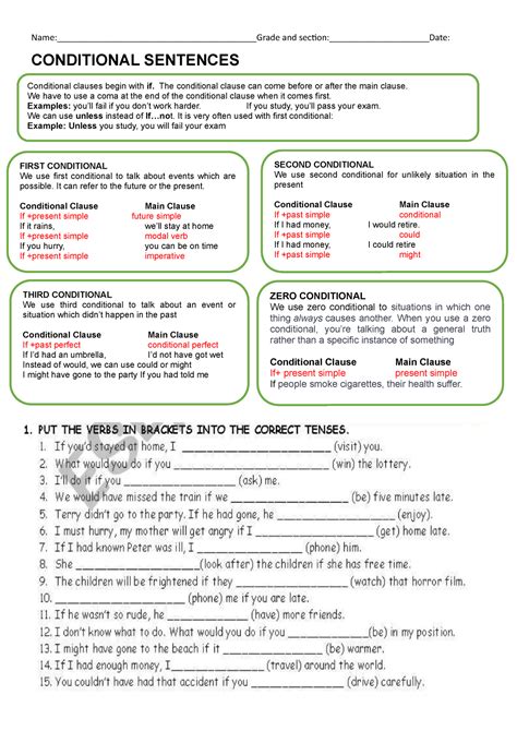 Conditionals LM Lesson Materials Name Grade And