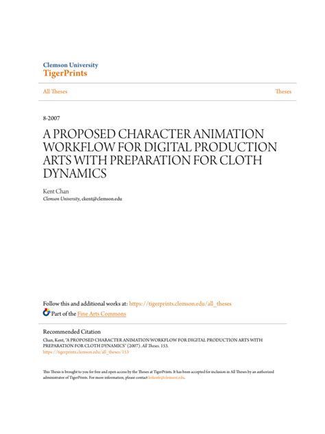 A Proposed Character Animation Workflow For Digital Production Ar Pdf Animation Computer