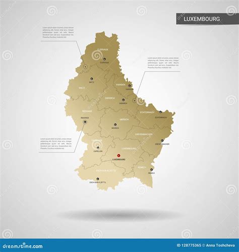 Infographic For Luxembourg Detailed Map Of Luxembourg With Flag Vector