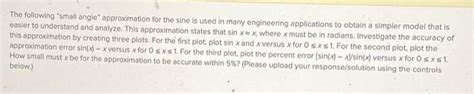 Solved The Following Small Angle Approximation For The Chegg Com