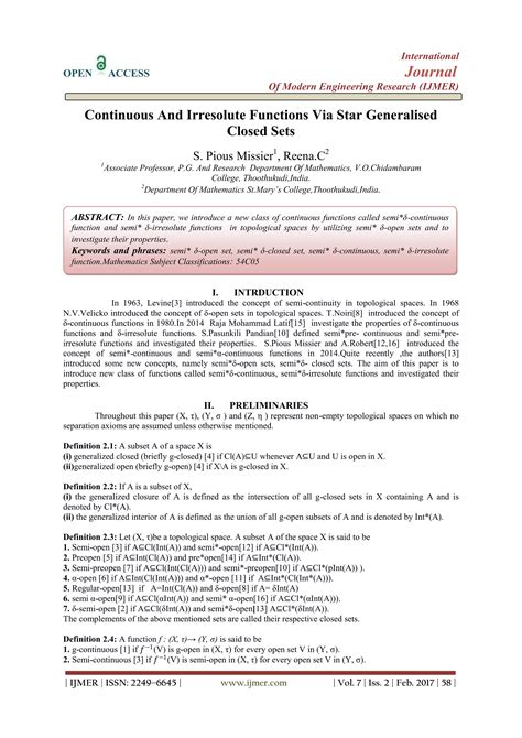 Continuous And Irresolute Functions Via Star Generalised Closed Sets Pdf