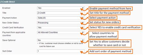 Configuration Settings Magento Z Credit Token Payments Extension